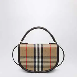Burberry Highlands Mini Bag In Cotton And Linen Sand - Cream