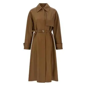 Fendi Coats Leather Coats - Brown