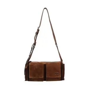 Miu Miu Suede Utilitaire Crossbody Bag - Brown