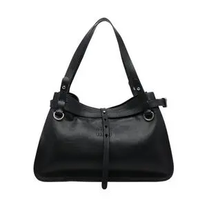 Miu Miu Logo Leather Shoulder Bag - Black