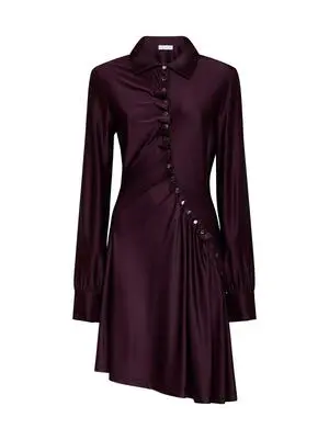 Rabanne Magenta Purple Jersey Asymmetric Gathered Mini Dress - Multicolor