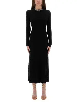 Rabanne Long Wool Dress - Black