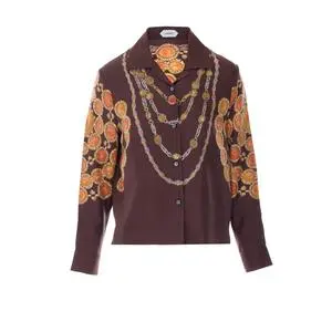 Versace The Lover Print Silk Twill Shirt - Brown