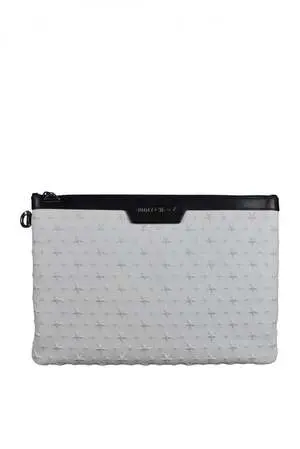 JIMMY CHOO Derek Clutch Bag With Studded Detail - White