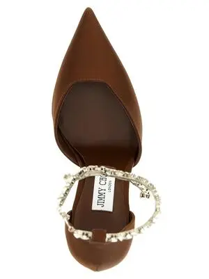 JIMMY CHOO Stevie Crystal-embellished Satin Pumps - Brown