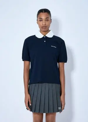 Miu Miu Piqué Polo Shirt - Blue