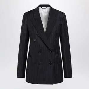Givenchy Double-breasted Pinstripe Wool Jacket - Blue