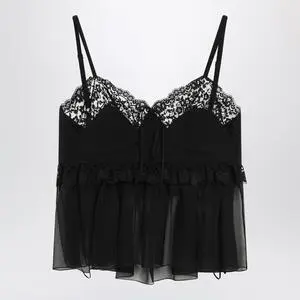 Chloé Silk Crãªpe De Chine Top With Thin Straps - Black