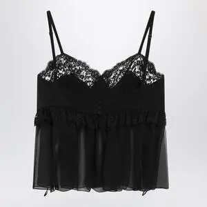 Chloé Silk Crêpe De Chine Top With Thin Straps - Black