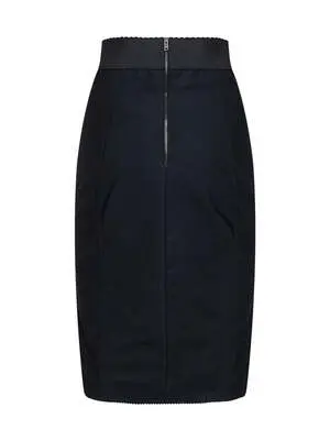 Dolce & Gabbana Satin And Lace Pencil Midi Skirt - Multicolor