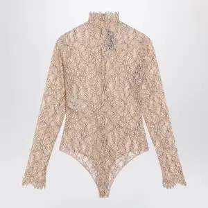 Valentino Garavani Nude Rebrode Lace Bodysuit - Black
