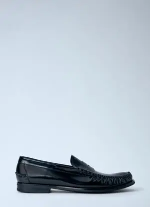 Prada Brushed Leather Loafers - Black