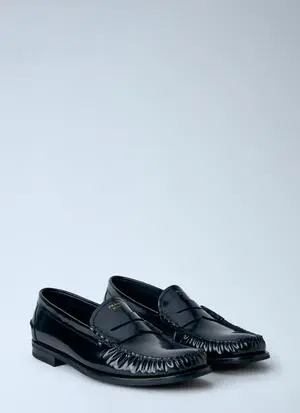 Prada Brushed Leather Loafers - Black