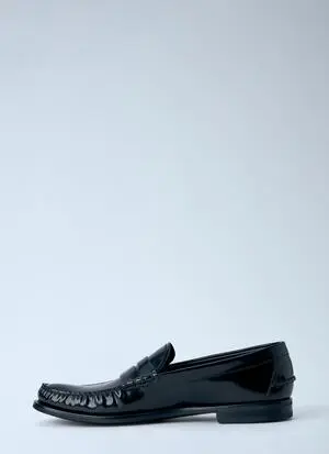 Prada Brushed Leather Loafers - Black
