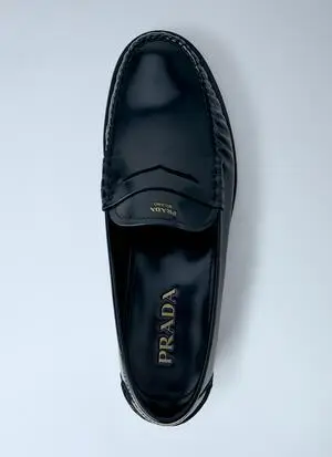 Prada Brushed Leather Loafers - Black