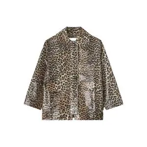 GANNI Leopard Print Oversized Jacket - Cream