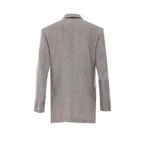 Max Mara Olimpia Chevron Linen Double Breasted Blazer