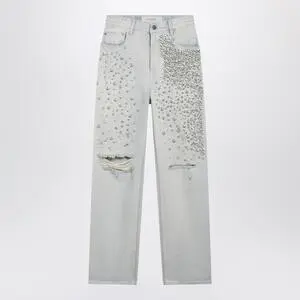 GOLDEN GOOSE Light Jeans With Cabochon Crystals - Blue