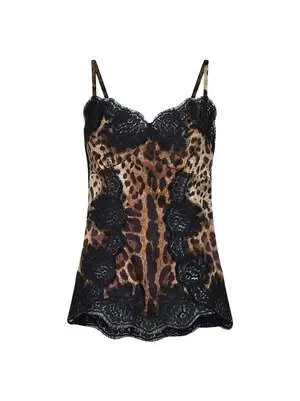 Dolce & Gabbana Leopard-print Satin And Lace Camisole Top - Multicolor