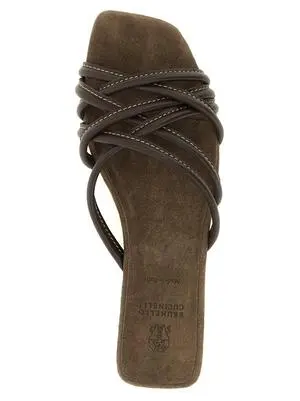 Brunello Cucinelli Leather Slides - Brown