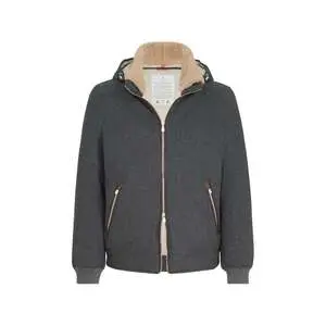 Brunello Cucinelli Wool Zip-up Hooded Jacket - Gray