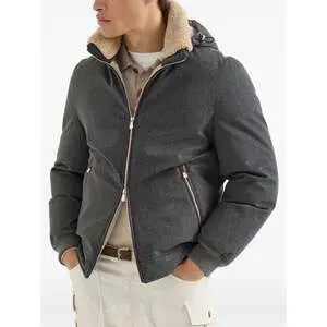 Brunello Cucinelli Wool Zip-up Hooded Jacket - Gray