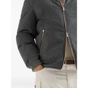 Brunello Cucinelli Wool Zip-up Hooded Jacket - Gray