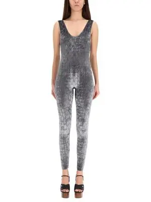 Gucci Jumpsuit With Gg Embroidery - Gray