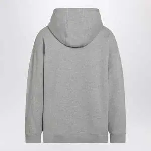 Loewe Grey Melange Relaxed-fit Hoodie With Leather Drawstring