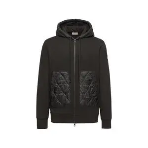 Moncler Quilted Panel Zip-up Hoodie - Black