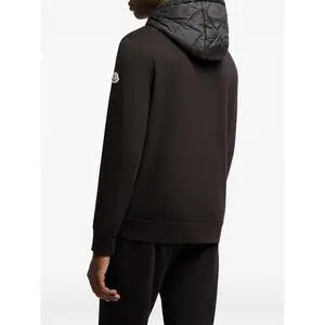 Moncler Quilted Panel Zip-up Hoodie - Black