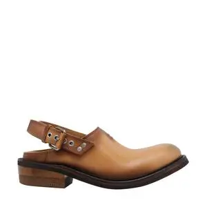 Miu Miu Leather Foule Sabot - Brown
