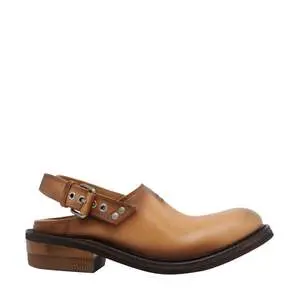 Miu Miu Leather Foulé Sabot - Brown