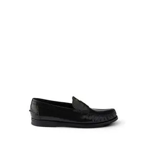 Prada Brushed Leather Loafers - Black
