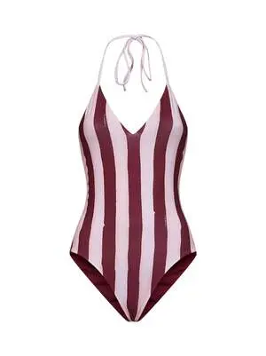 Fendi Red And Pink Lycra Pequin Reversible One-piece Swimsuit - Multicolor
