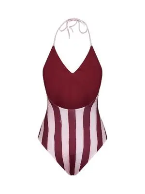 Fendi Reversible Pequin One-piece Swimsuit - Multicolor