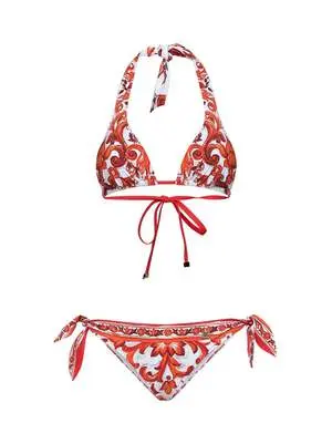 Dolce & Gabbana Orange Maiolica-print Lycra Bikini - Multicolor