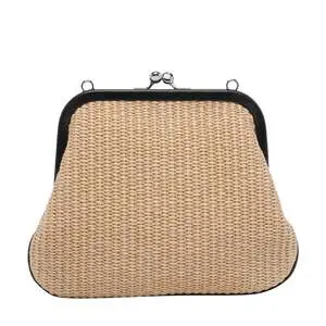 VIVIENNE WESTWOOD Raffia Effect Clutch - Cream