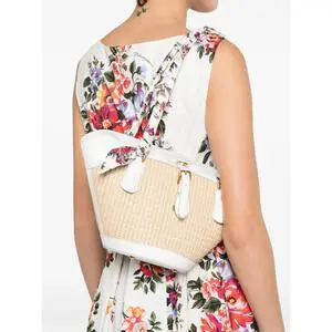 Dolce & Gabbana Floral Print Raffia Tote Bag