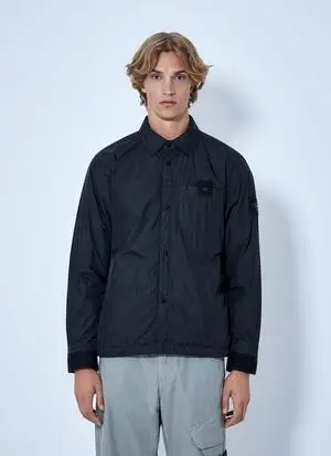 Stone Island Button-up Nylon Jacket - Black