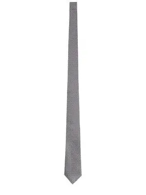 Gucci Silk Tie With Clamps - Gray