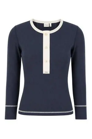Chloé Henley Knit Top - Multicolor