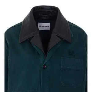 Miu Miu Logo Gabardine Single Breast Jacket