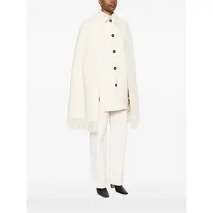 TOTEME Relaxed Fit Button Fastening Cape - Cream