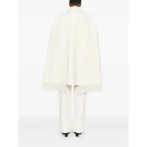 TOTEME Relaxed Fit Button Fastening Cape - Cream