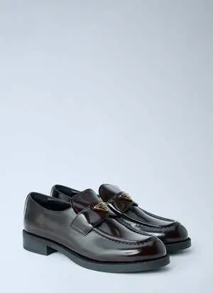 Prada Leather Loafers With Logo Plaque