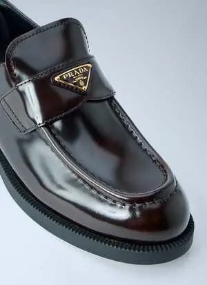 Prada Leather Loafers With Logo Plaque