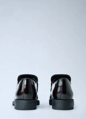 Prada Leather Loafers With Logo Plaque