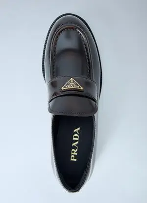 Prada Leather Loafers - Brown