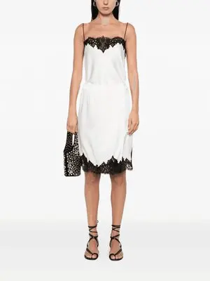 Stella McCartney Satin Midi Skirt With Lace Trim - Multicolor